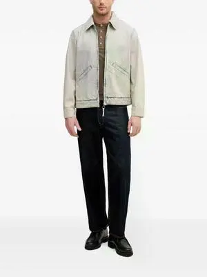 Sisley Acid-wash Zip-up Denim Jacket