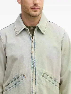 Sisley Acid-wash Zip-up Denim Jacket