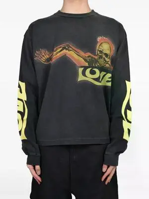 JUN/NAKAYAMA Graphic-print Long-sleeve T-shirt - Black