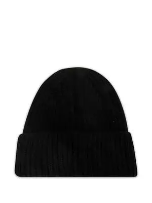 C.P. COMPANY Ribbed-knit Logo-patch Beanie Hat - Black