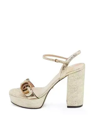 Gucci Gg Marmont Metallic Leather Platform Sandals