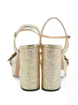 Gucci Gg Marmont Metallic Leather Platform Sandals