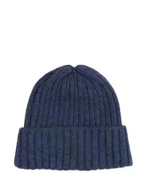 Fedeli Ribbed Cashmere Beanie Hat - Blue