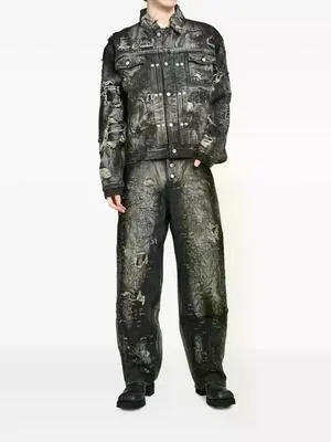 THUG CLUB Hard-washed Damaged Loose-fit Jeans