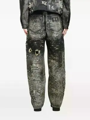 THUG CLUB Hard-washed Damaged Loose-fit Jeans