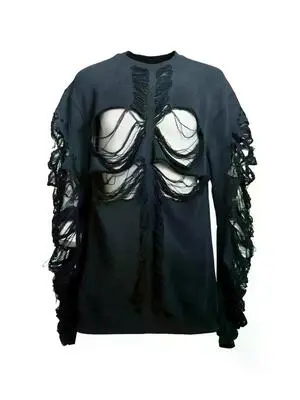 JUN/NAKAYAMA Distressed Cross-motif Sweater