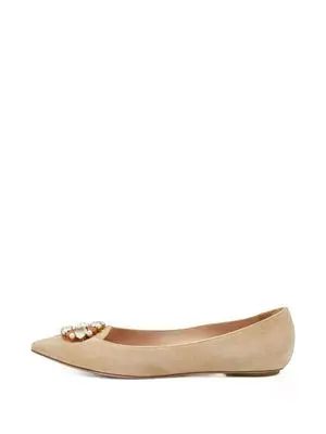 Casadei Crystal-embellished Suede Pointed-toe Pumps
