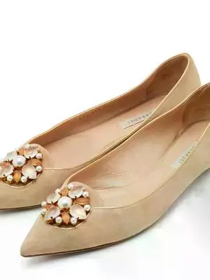 Casadei Crystal-embellished Suede Pointed-toe Pumps