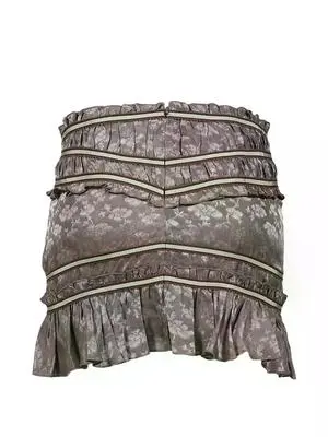 KNWLS Freya Floral-jacquard Ruffled Mini Skirt - Brown