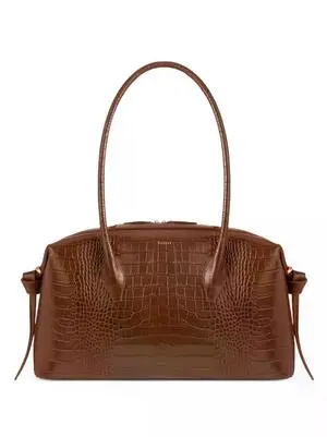 Yuzefi Brioche Croc-effect Leather Shoulder Bag - Brown