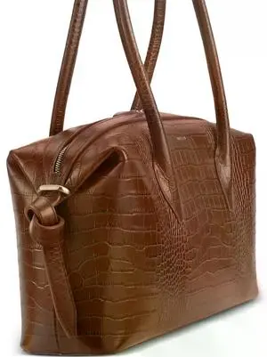 Yuzefi Brioche Croc-effect Leather Shoulder Bag - Brown