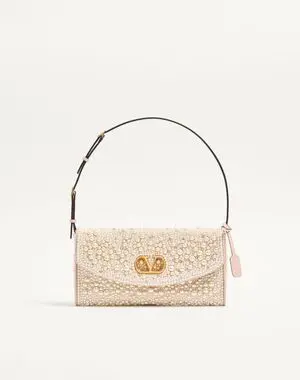 Valentino Garavani Devain Small Shoulder Bag With Pearls And Rhinestones