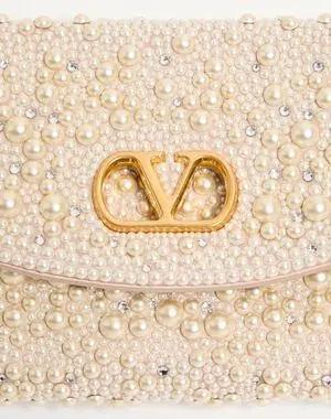 Valentino Garavani Devain Small Shoulder Bag With Pearls And Rhinestones