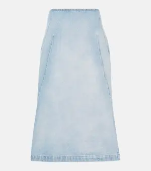Dries Van Noten Denim Midi Skirt - Blue