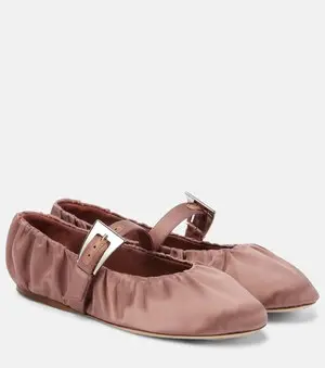 Paris Texas Sveva Satin Ballet Flats - Black