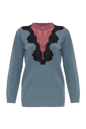 Valentino Garavani Wool Sweater With Lace Insert