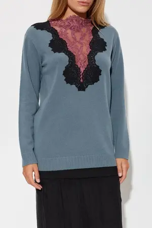 Valentino Garavani Wool Sweater With Lace Insert