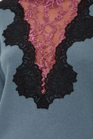 Valentino Garavani Wool Sweater With Lace Insert