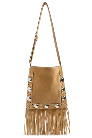 Valentino Garavani Suede Fringe Shoulder Bag
