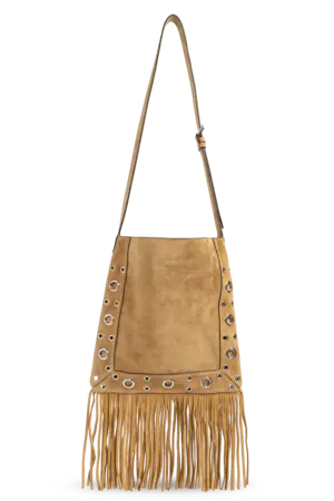 Valentino Garavani Suede Fringe Shoulder Bag