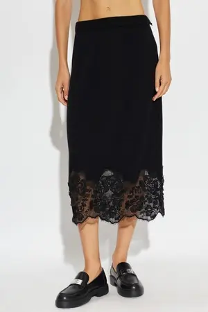 Fabiana Filippi Wool Skirt With Lace Trim