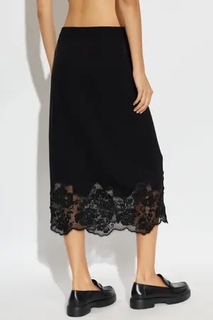 Fabiana Filippi Wool Skirt With Lace Trim