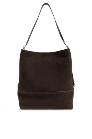 LEMAIRE Belted Suede Shopper Bag - Brown
