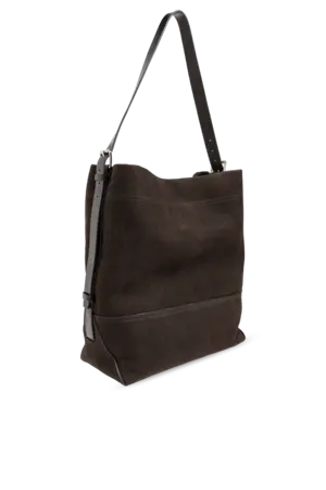 LEMAIRE Belted Suede Shopper Bag - Brown