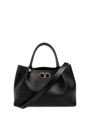 Valentino Garavani Leather Shopper Bag - Black