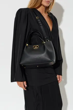 Valentino Garavani Leather Shopper Bag - Black