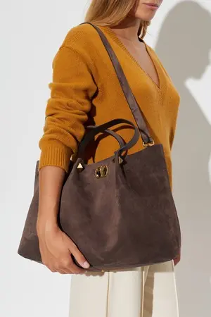 Valentino Garavani Suede Tote Bag - Brown