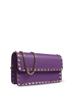 Valentino Garavani Leather Wallet With Chain - Purple