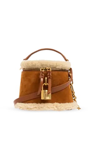 Balmain Suede Bag Finished With Fur