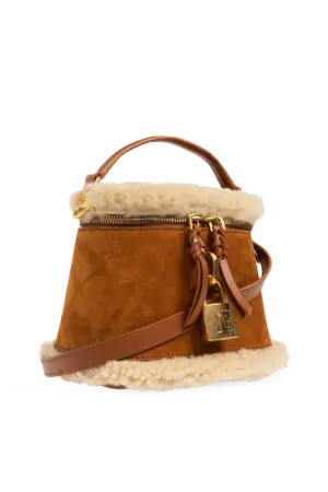 Balmain Suede Bag Finished With Fur