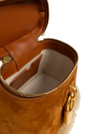 Balmain Suede Bag Finished With Fur