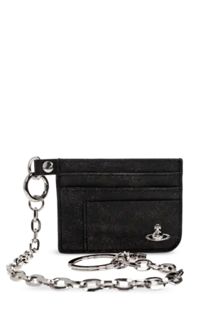 VIVIENNE WESTWOOD Leather Card Holder With Keyring - Black
