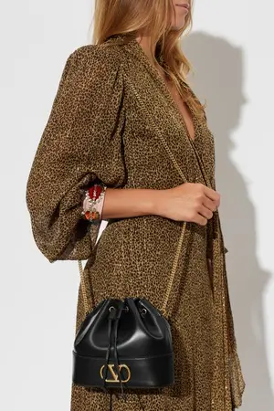Valentino Garavani Leather Bucket Bag With Logo