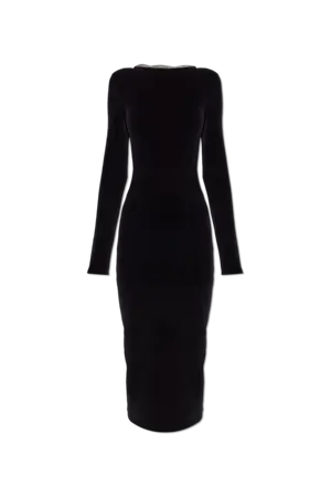 Balmain Velvet Dress With Decorative Crystal Straps