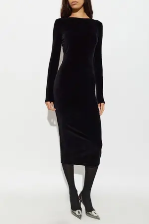 Balmain Velvet Dress With Decorative Crystal Straps
