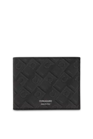 FERRAGAMO Leather Wallet With Monogram - Brown