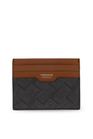 FERRAGAMO Leather Card Holder - Brown