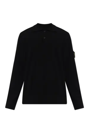 Stone Island Wool Polo Sweater - Black