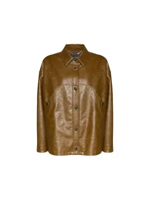 ELENA MIRO` Boxy Craquelé Effect Coat - Green