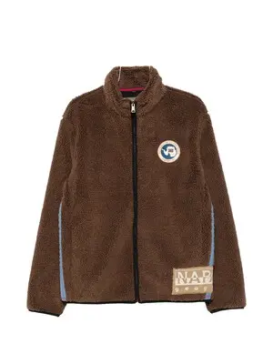 NAPAPIJRI Jacket With Fleece Texture And Logo Patch - Brown