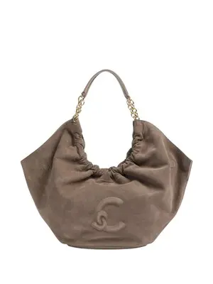 COCCINELLE Suede Handbag With Embossed Logo - Beige