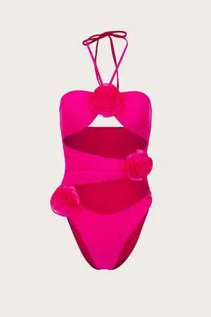 SAME Rose Cut Out One Piece - Fuchsia/fuchsia