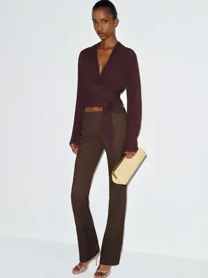REFORMATION Hartley Low Rise Baby Bootcut Pant - Brown