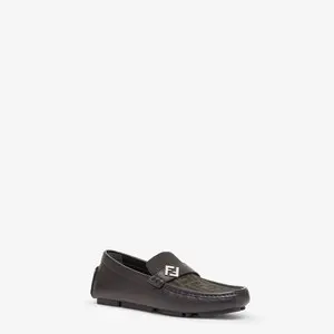 Fendi Ff Metal Driving Loafers - Black