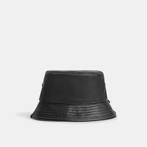COACH OUTLET Leather Bucket Hat - Black
