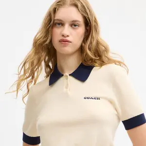COACH OUTLET Organic Cotton Knit Polo - Cream
